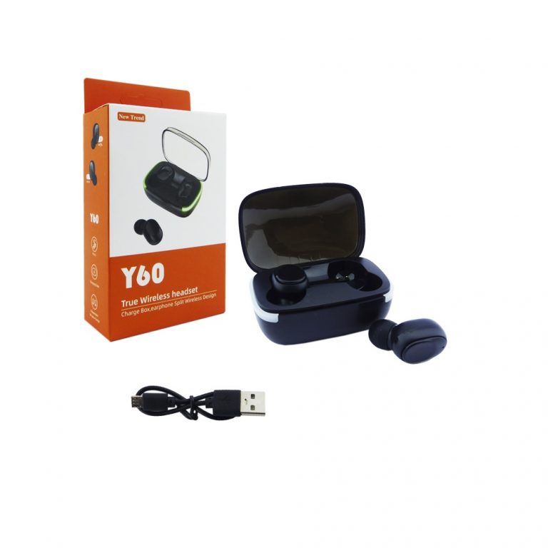 AUDIFONOS BLUETOOTH TRUE WIRELESS MODELO Y60 NEGRO