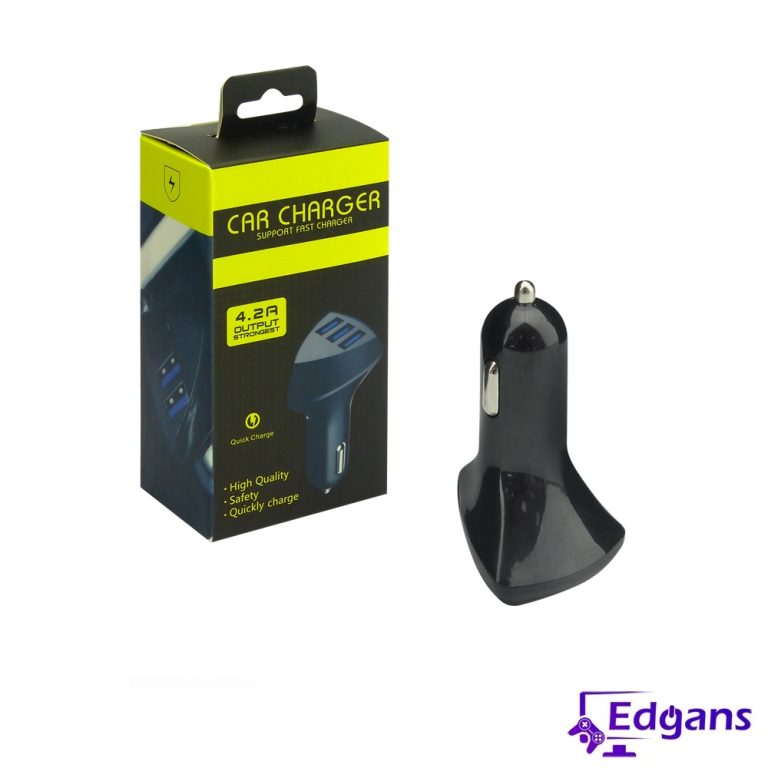 CARGADOR AUTOMOVIL 3 USB 4.2A NEGRO